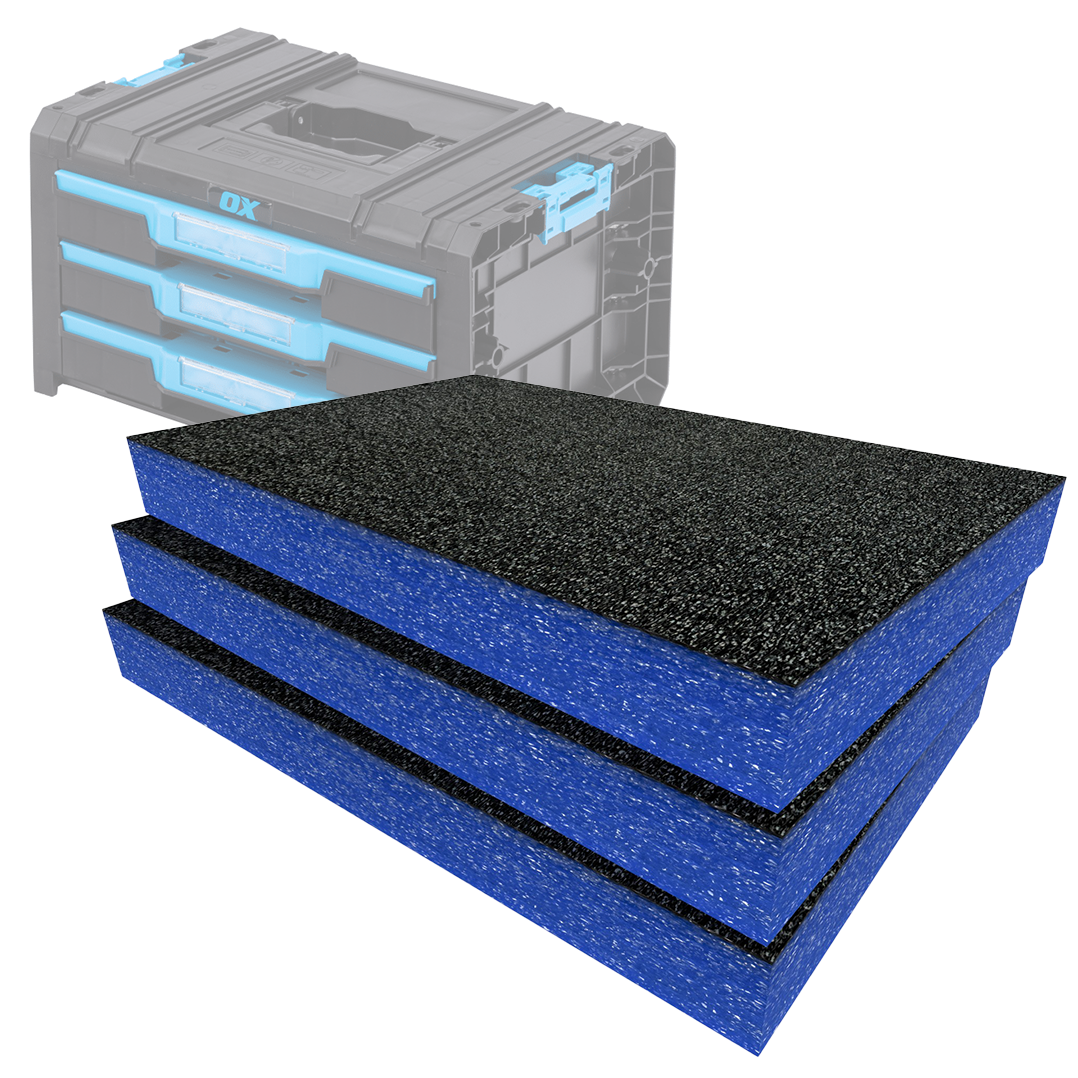 Home OX TOOLTREK Trade 3 Drawer Tool Box Foam Inserts